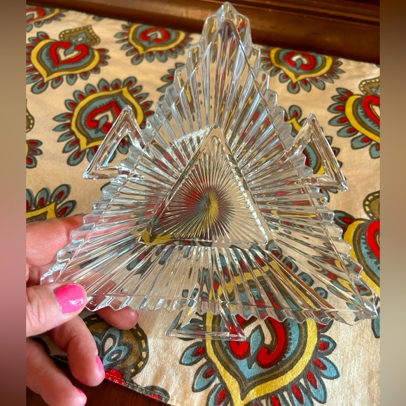 Antique | Dining | Heisey Triangle Glass Dish With Handles Art Deco ...